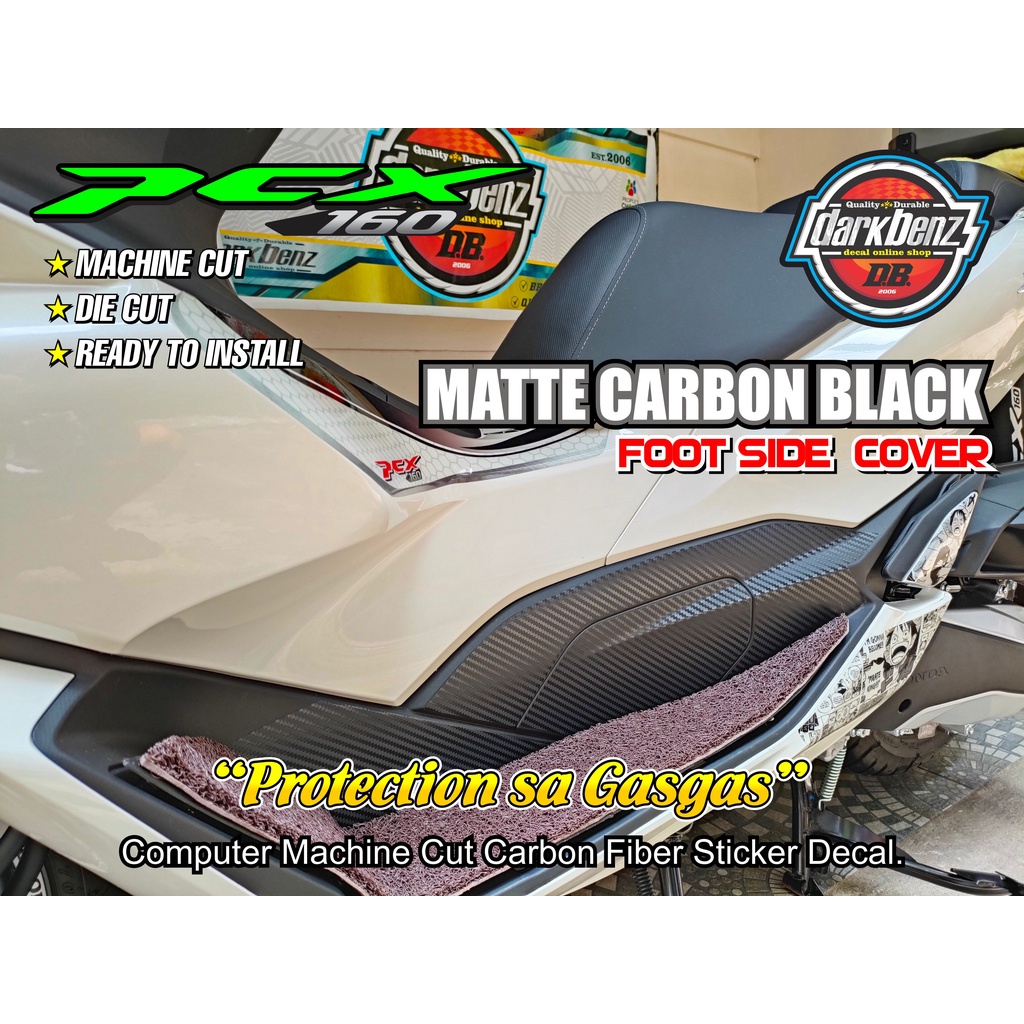 Honda PCX 160 Version 1 New Black 3D Matte Carbon Fiber Sticker Decals ...
