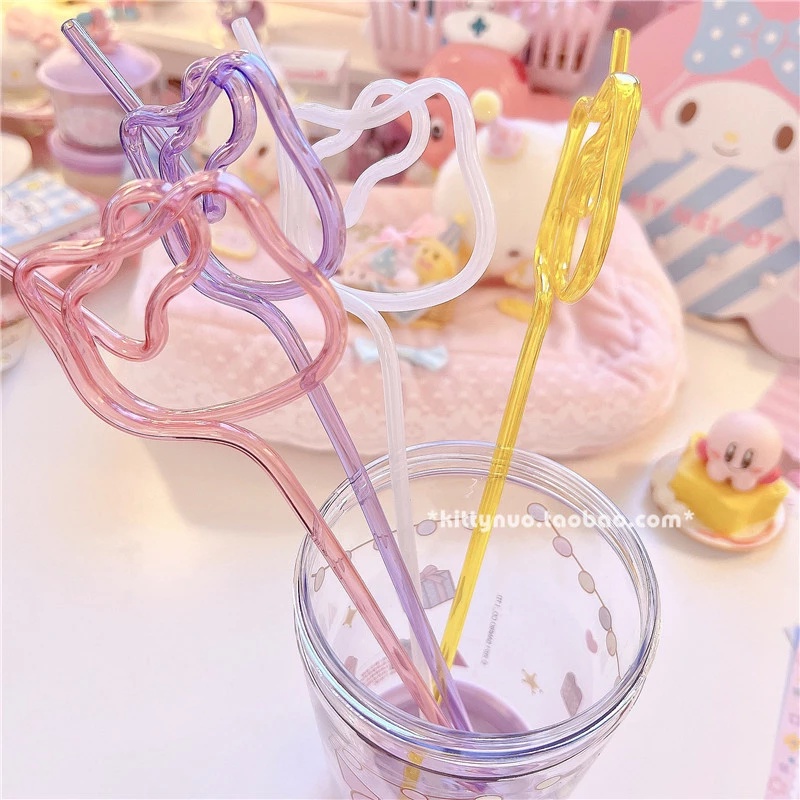 Kawaii Anime Doll Shape Straw KT Anime Figure Cartoon Straw Girly Style ...