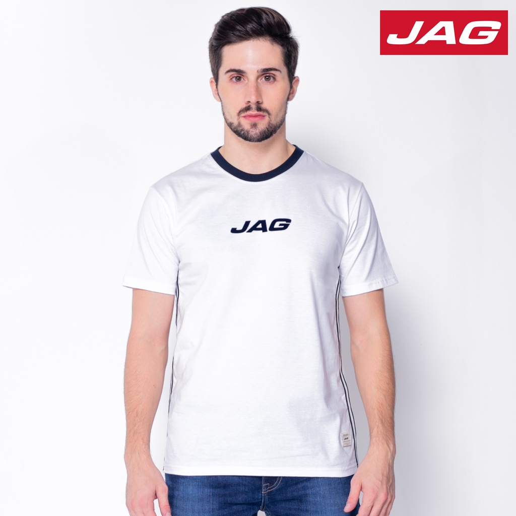 Jag Men's Ringer Logo T-Shirt - Classic Contrast Trim Tee | Shopee ...