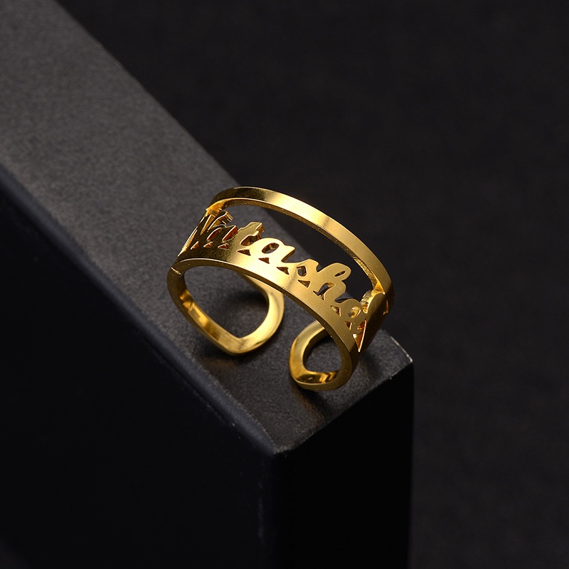 Golden Rings Women's Name Rings Men's Hot Selling Hollow Customized ...
