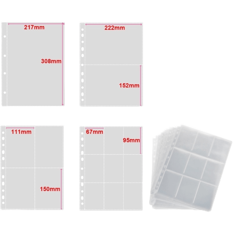 10Pcs A4 Sleeves 1 Pocket 2 Pockets 4 Pockets 9 Pockets Gaming Trading ...