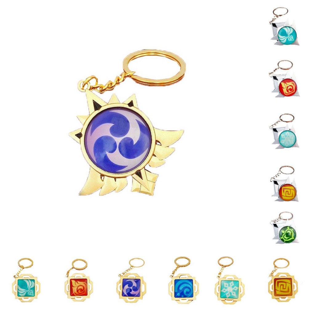 Seven Impact Genshin Elements Keychain Featuring Geo Anemo Electro ...