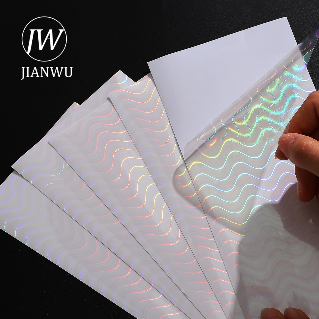 JIANWU 5 Sheets Flash Laser Film Goo Card Sticker DIY Journal Collage ...