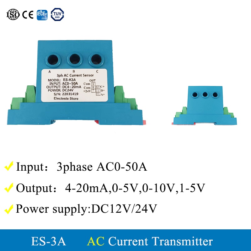 Hall Current Sensor Three Phase Analog Signal Converter Current ...