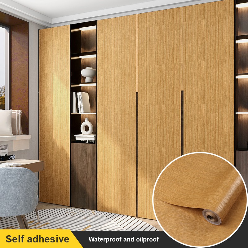 Waterproof wardrobe sticker PVC self adhesive wood grain retro ...