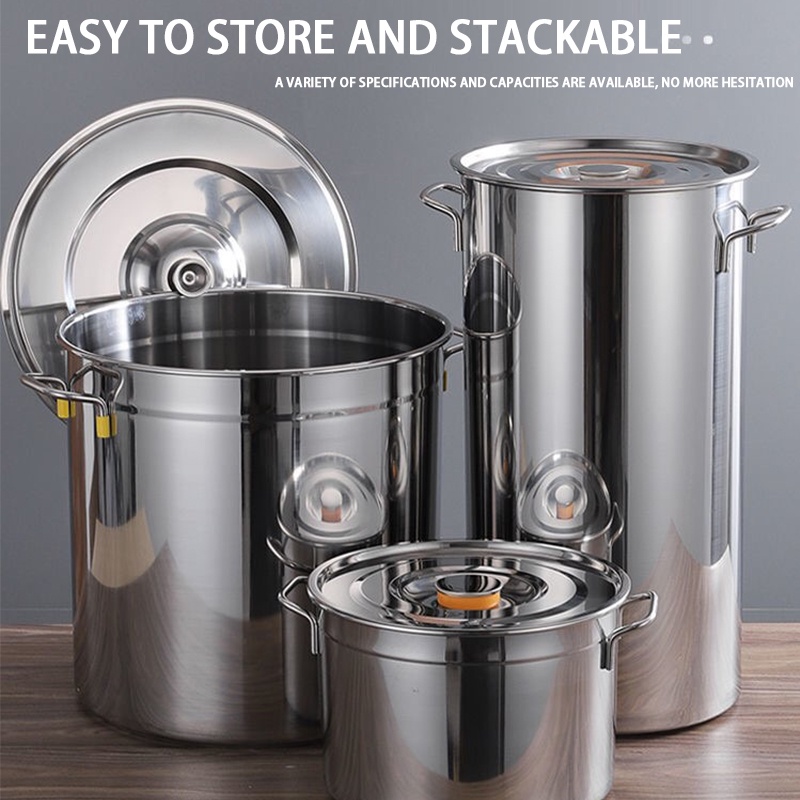 304 large-capacity stainless steel soup bucket rice bucket milk tea ...