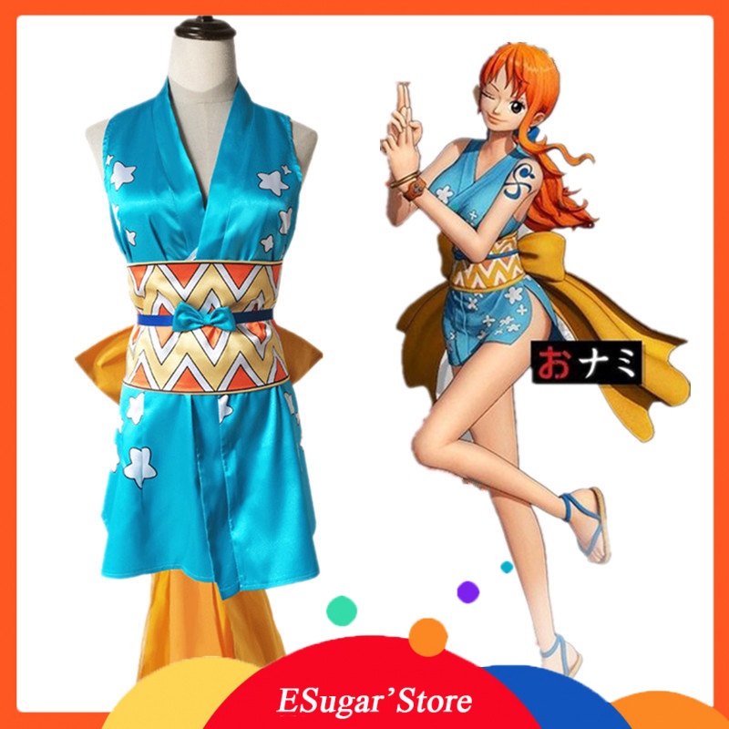 Anime One Piece Nami Wano Cosplay Kimono For Women Nami Yukata Costume ...