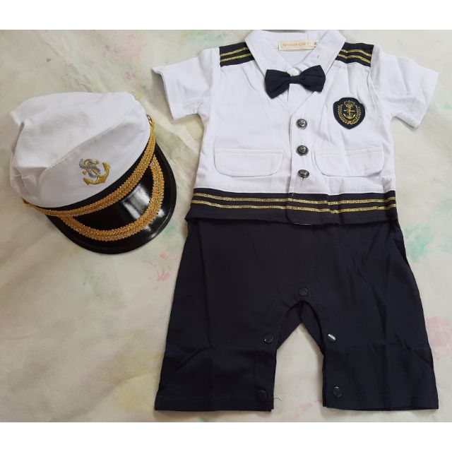 shop : SHIP CAPTAIN Sailor Seaman Costume Hat Baby Romper Overall ...