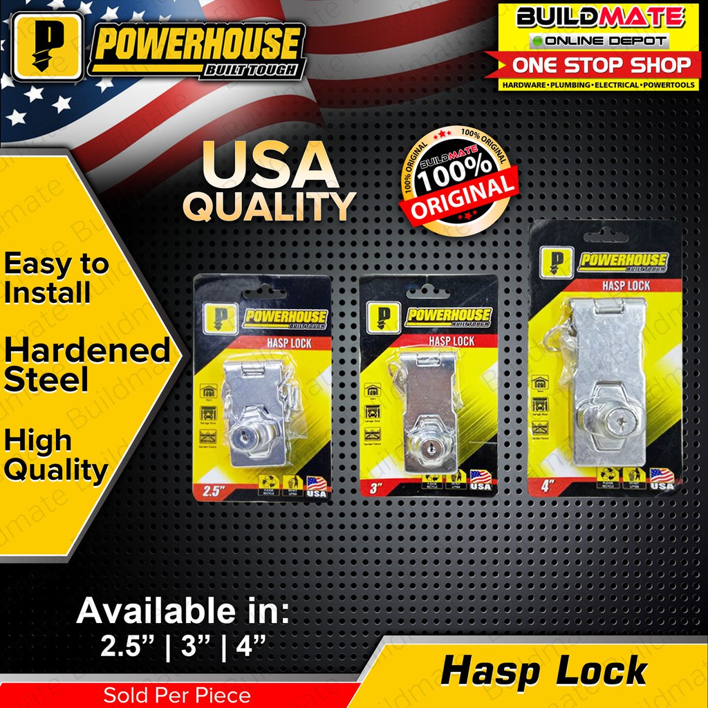 Buildmate x POWERHOUSE 2.5" Inch | 3" Inch | 4" Inch Hasp Lock Silver ...