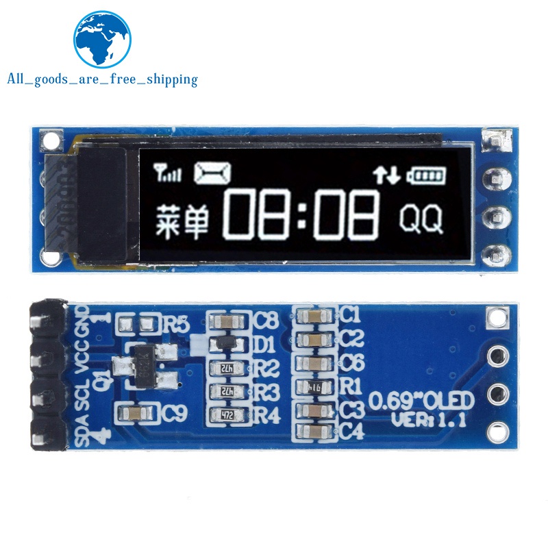0.69 inch 96x16 OLED Display Module White Display 0.69" SSD1306 LCD ...