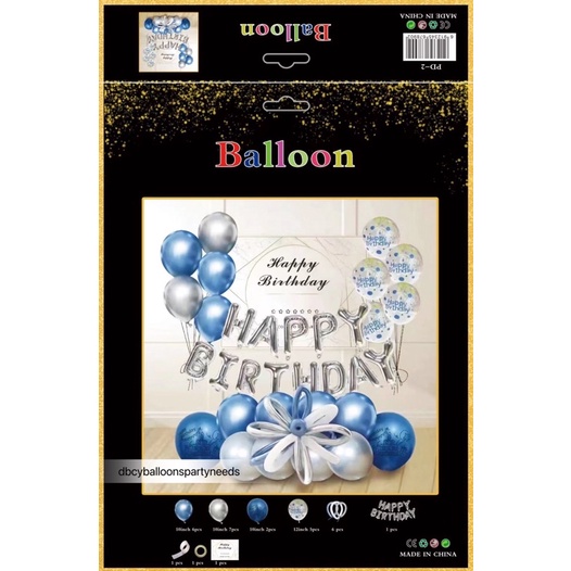 new happy birthday chrome balloon set w/long balloon transparent ...