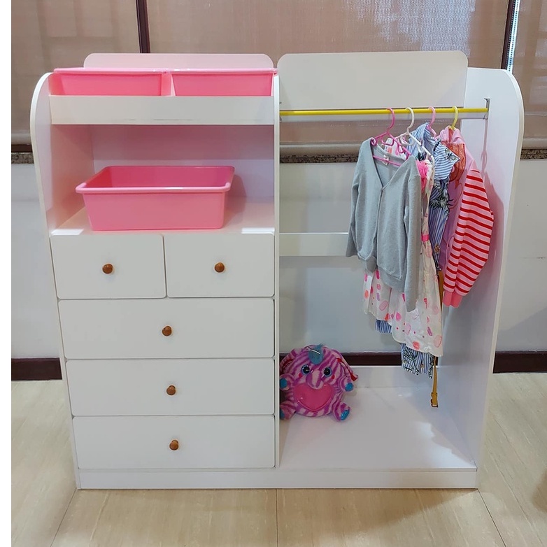 Happy Kiddos 919 Wardrobe Kids Closet Cabinet Multi-Functional Wardrobe ...