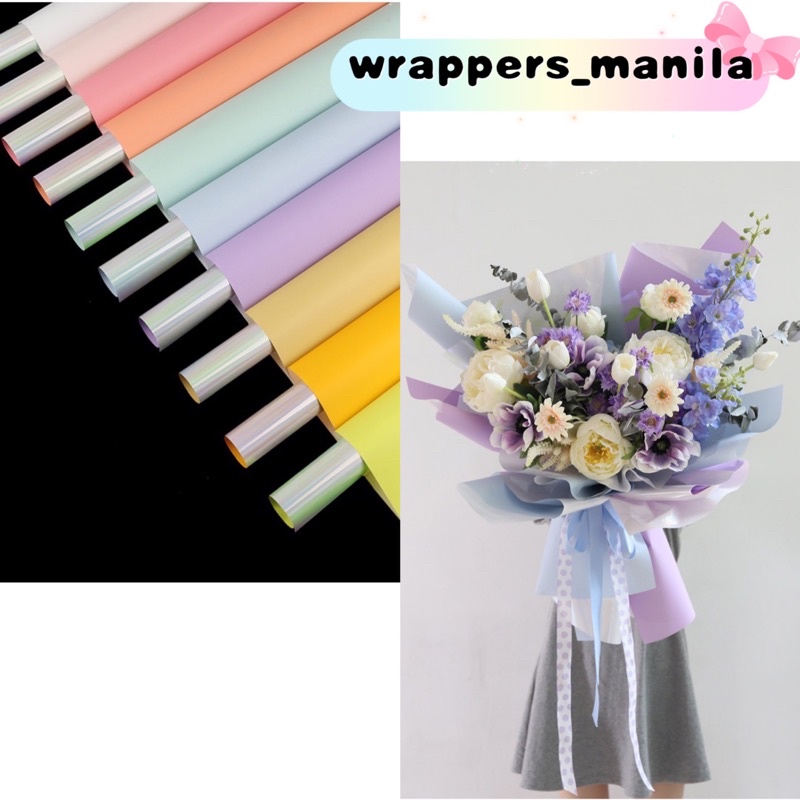 10pcs Rainbow Candy Glossy Shine WhiteBack Wrappers Bouquet Wrapping ...
