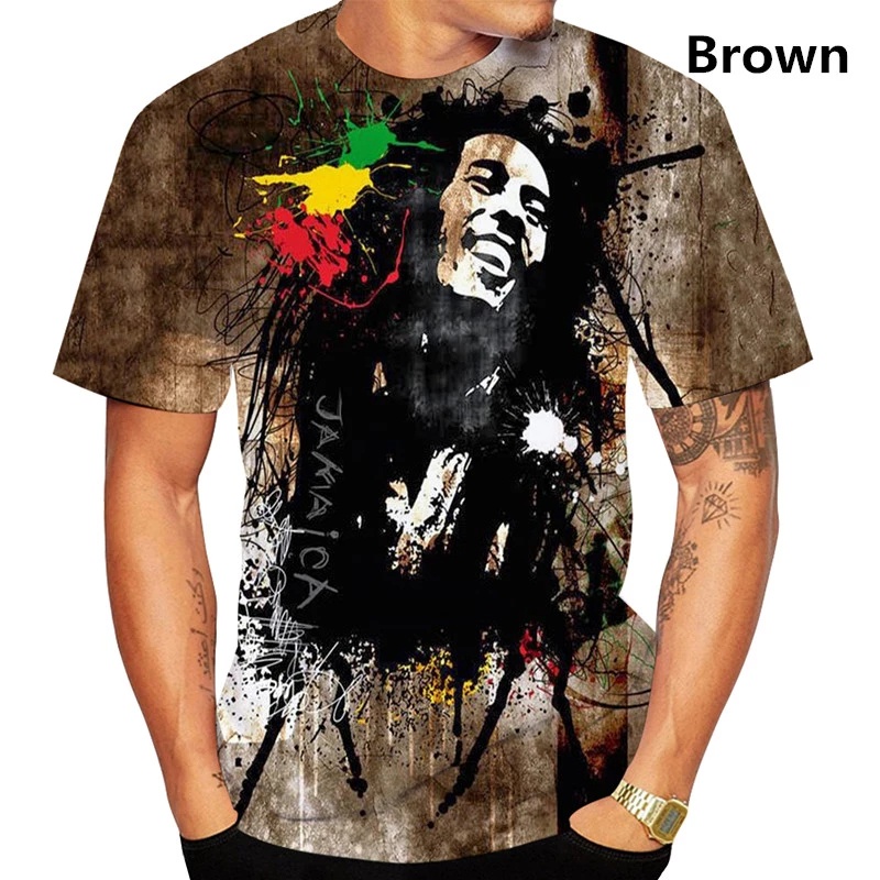 New Fashion Bob Marley Men's Women Jersey 3D Printed T-Shirt Reggae ...