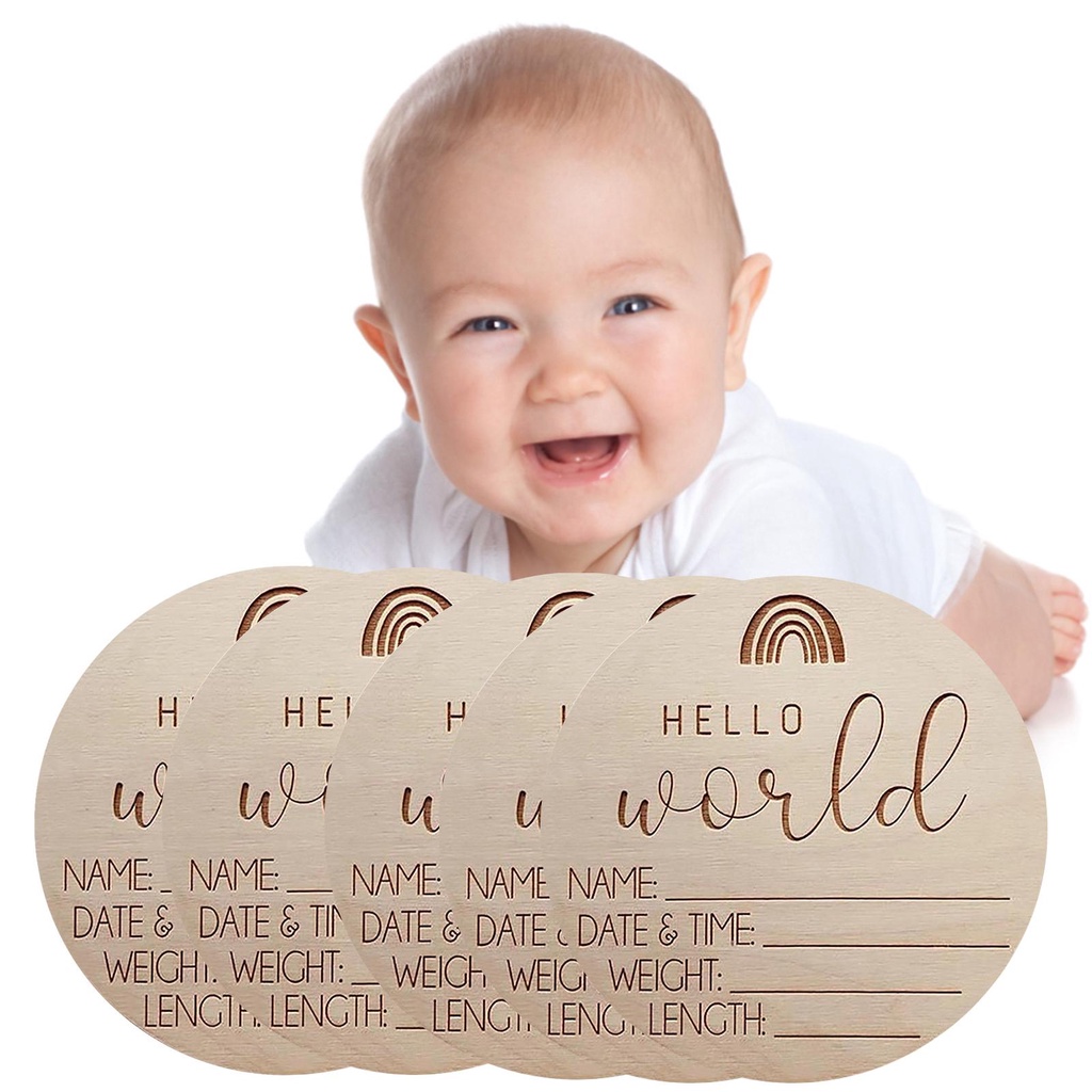 Hello World Birth Announcement Sign Round New Baby Sign New Baby ...