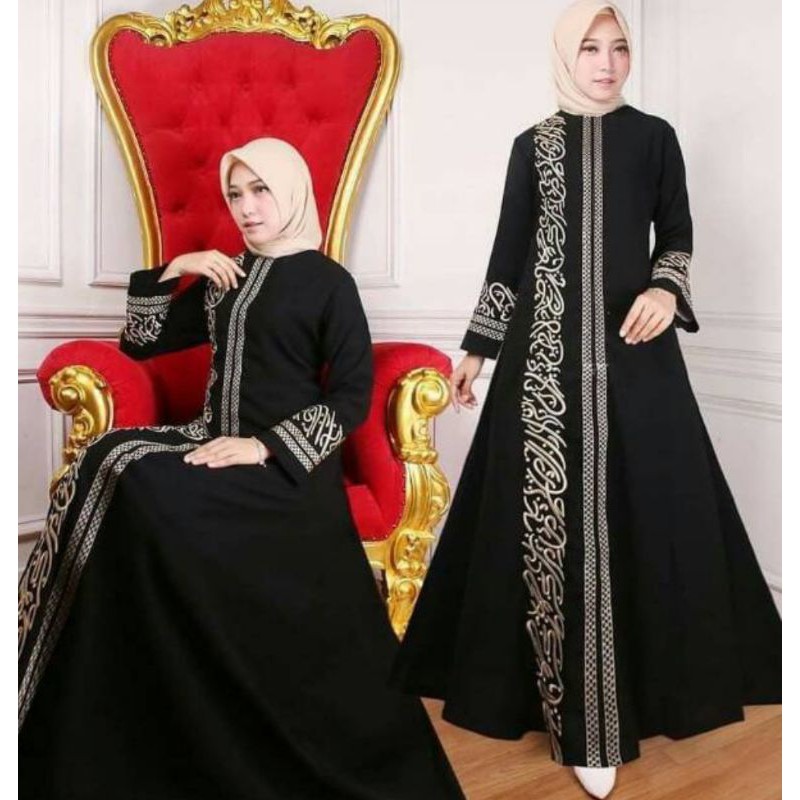 HITAM New model of luxurious embroidery, elegant dark black robe ...