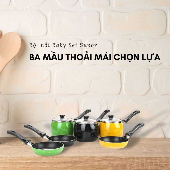 Supor non-stick baby pot and pan set with glass lid, 10cm pot, 12cm pan ...