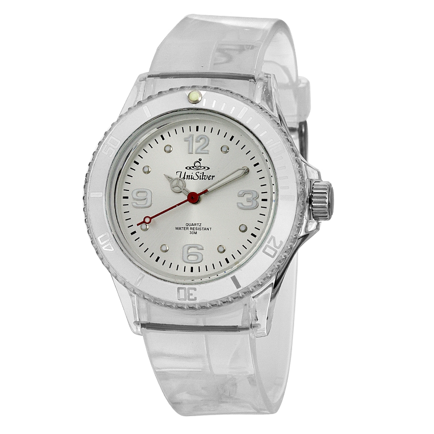 UniSilver TIME Crystal Clear Translucent White Analog Watch KW1070-2101 ...
