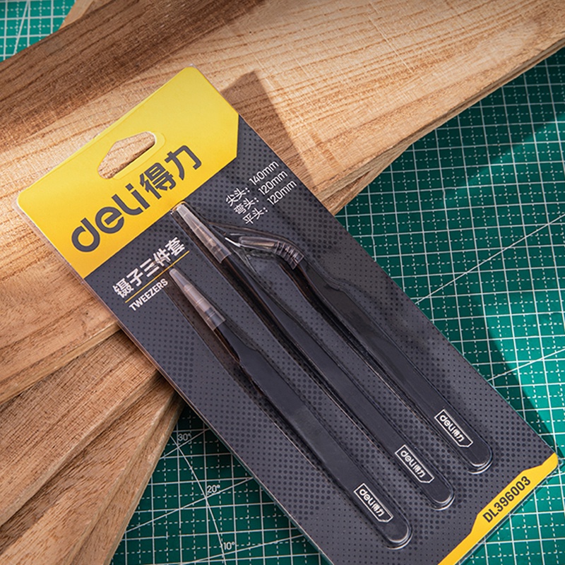 Deli 3Pcs/Set Anti-static Precision Tweezer Set Industrial Repair ...