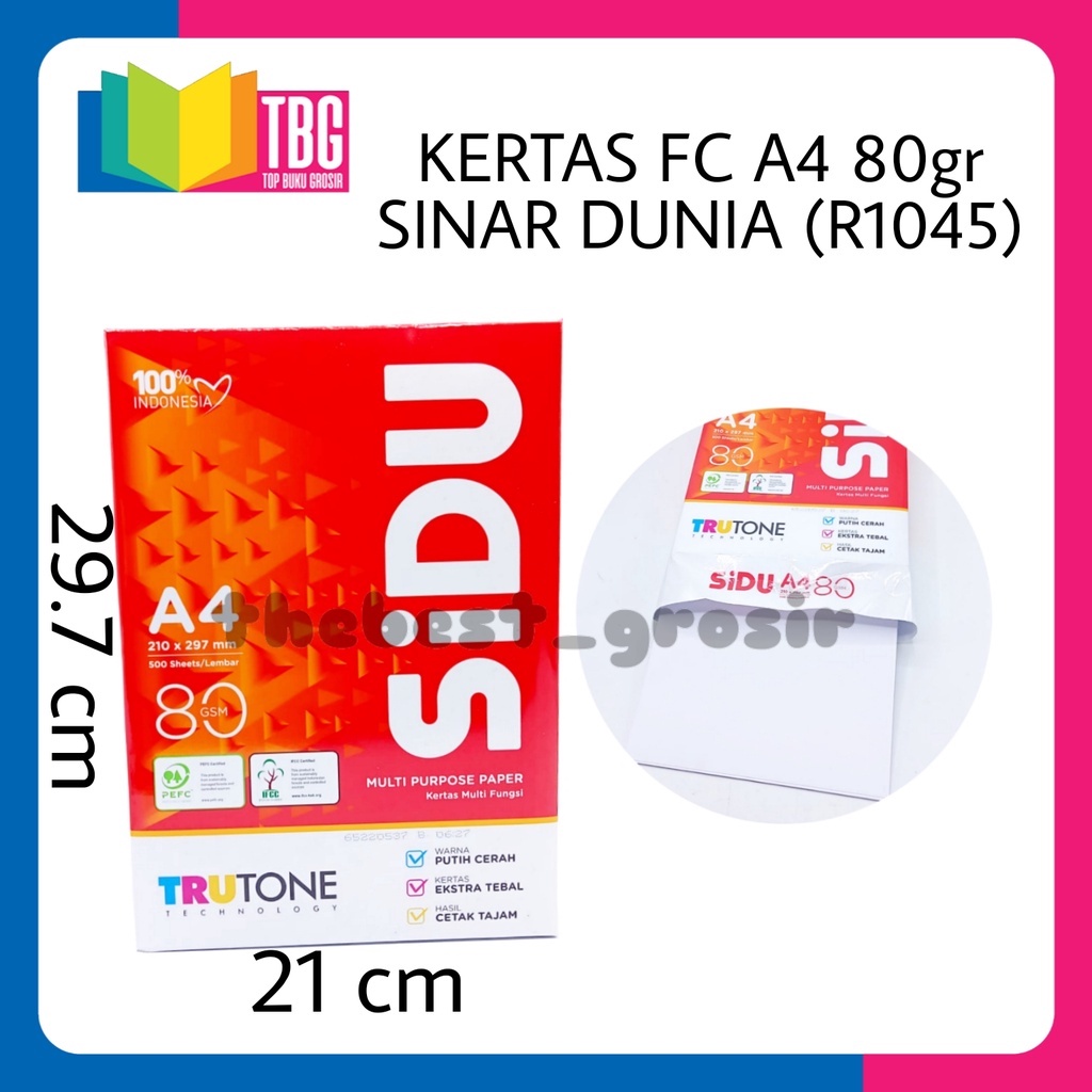 1 RIM (500 SHEETS) FC A4 80GR WORLD PAPER/PHOTOCOPY PAPER/ HVS PAPER ...