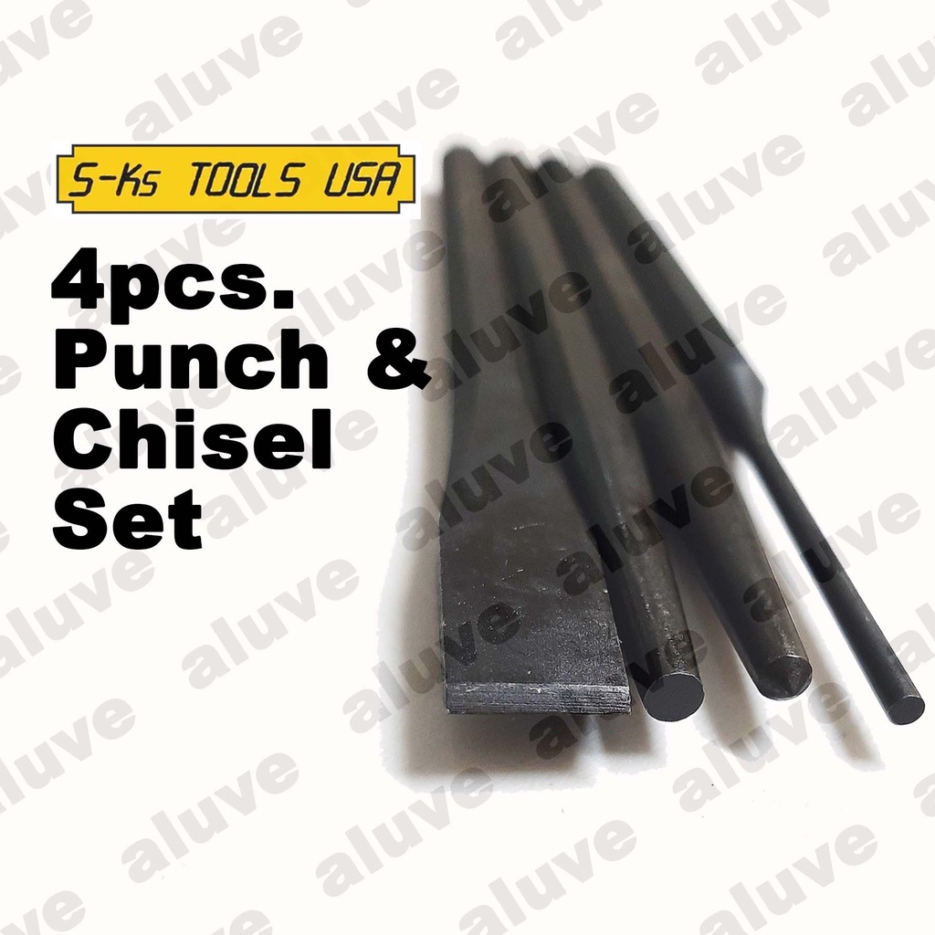 S-Ks Chisel and Punch Set 4 Sizes Different Types PC-7040 Pin Punch ...