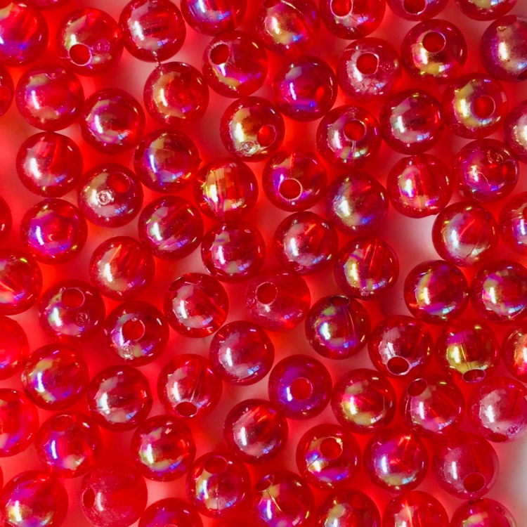 6mm/100 pcs Rainbow Smooth Round Beads Acrylic DIY Beads ( RED ...