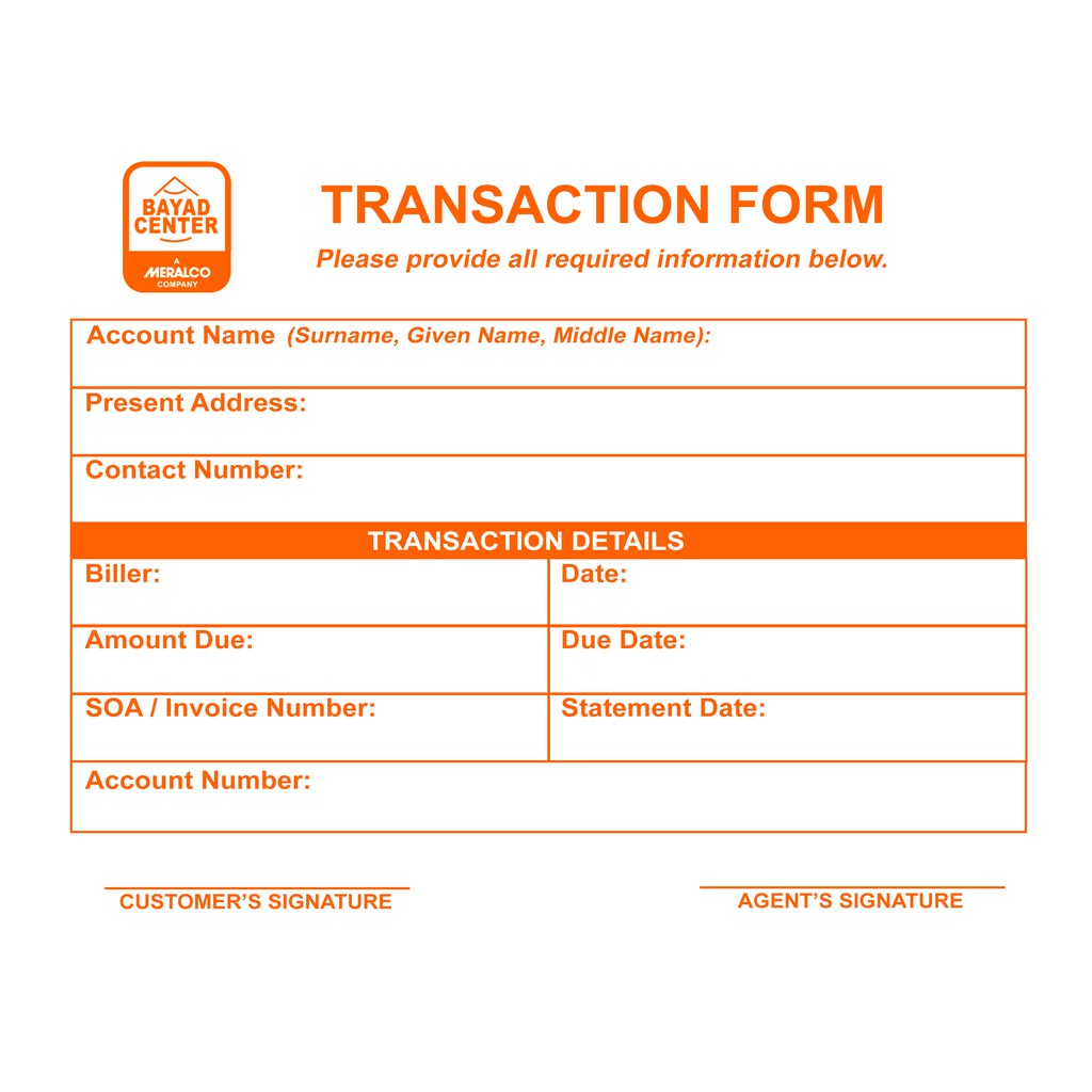 Bills Payment Form (Bayad Center) | Shopee Philippines