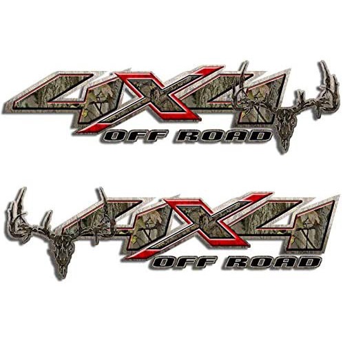 x2 Autumn Stalker 4x4 Deer Skull Silverado Archery Truck Sticker Decal ...