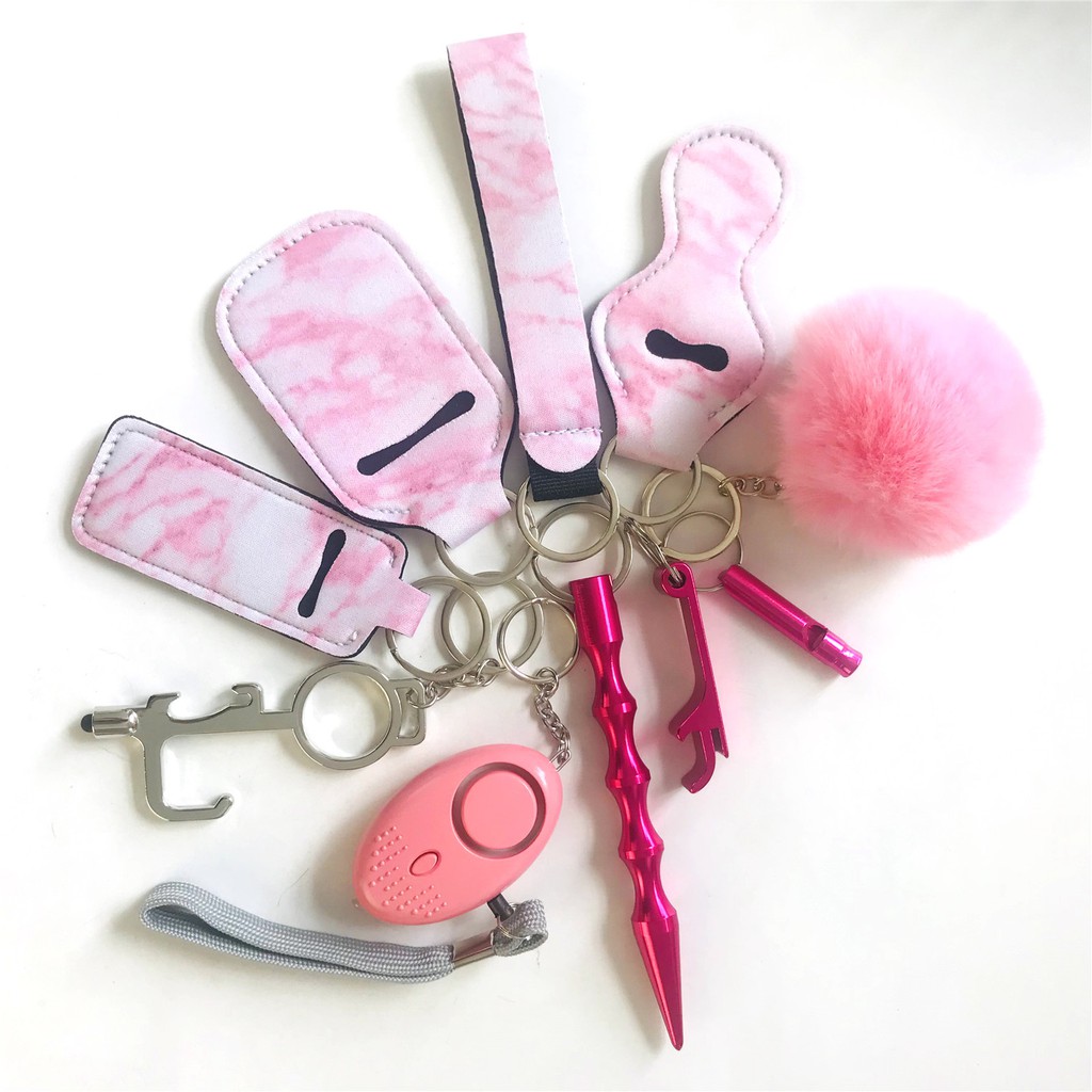 Keychain Set Women's Alarm Anti-Wolf Key Chain Spot Self-Defense Wrist ...