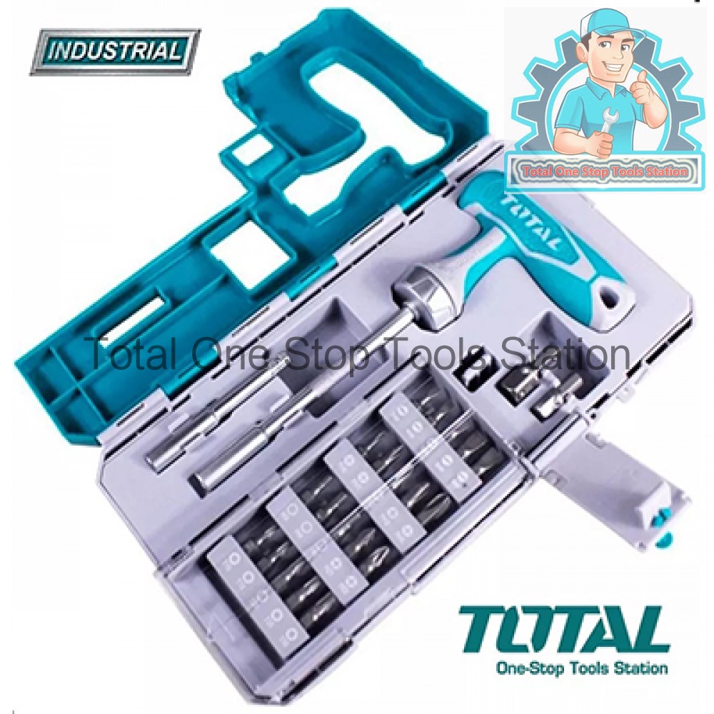 TOTAL 25 Pcs T-handle wrench screwdriver set Premium Industrial TOOLS ...