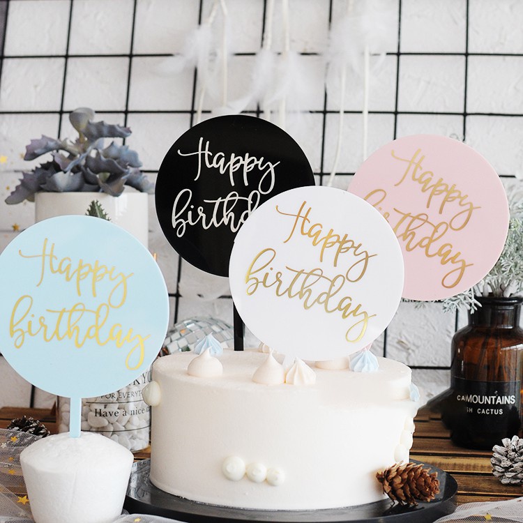 New design HAPPY BIRTHDAY Cake Toppers Acrylic Round Birthday Cake ...