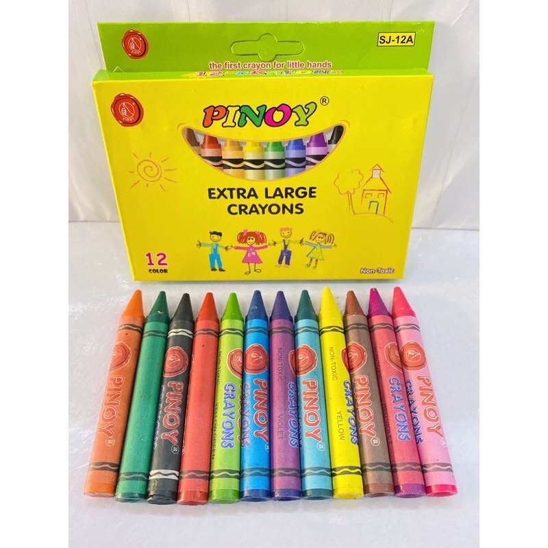 Pinoy extra large crayon/12 colors | Shopee Philippines