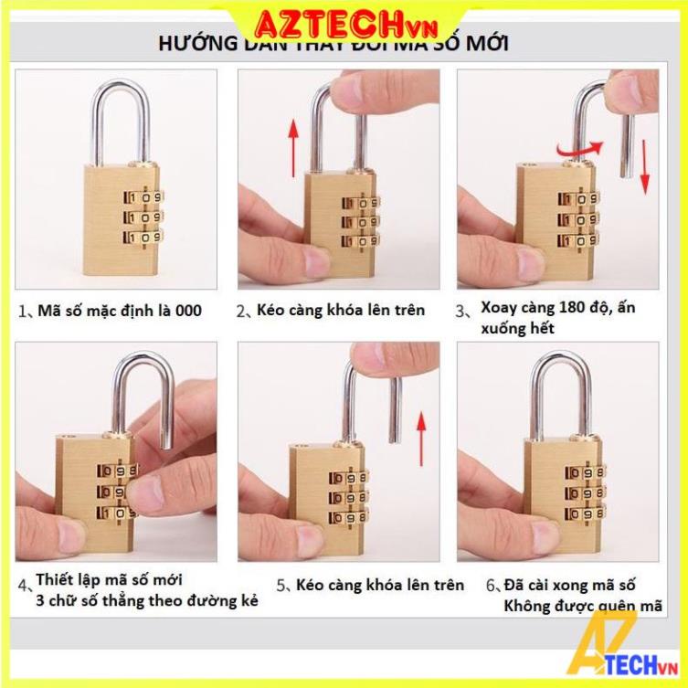 Mini 3-digit Copper Lock - Suitcase lock, 3-digit cabinet lock | Shopee ...