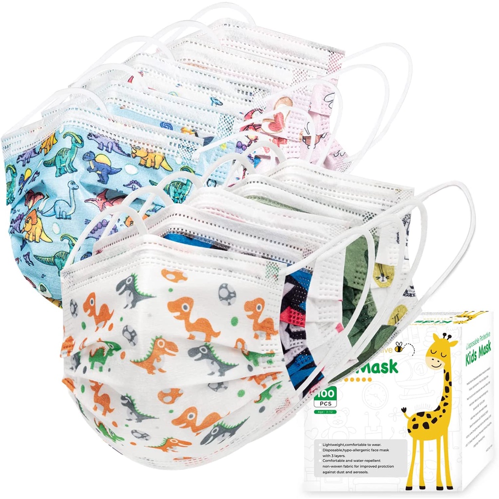 50pcs Breathable 3ply Mask for Kids 3D KN95 Printed Plain Face Mask for ...