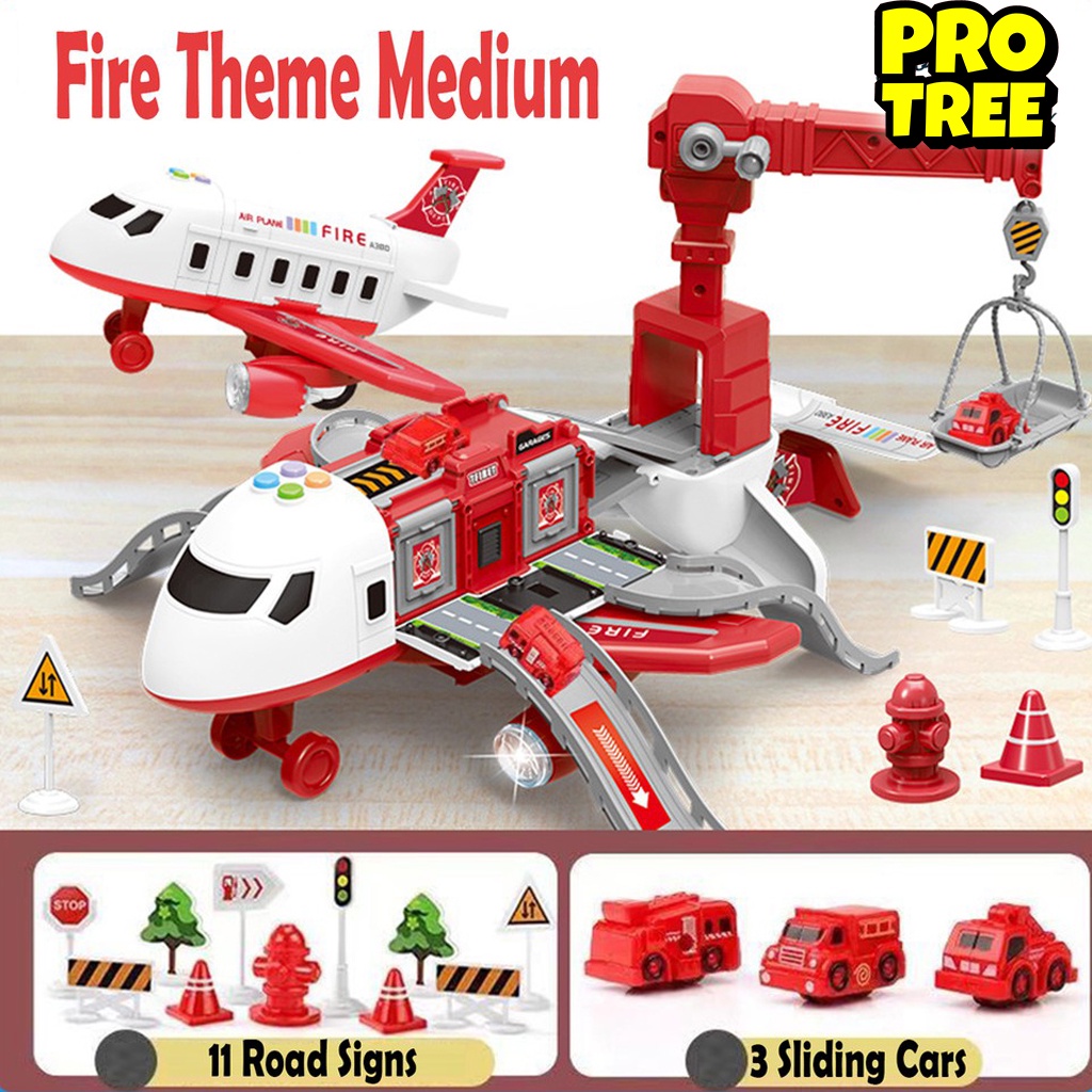 Large Storage Transformer Airplane Toy with Sounds Lights with 3 Cars ...