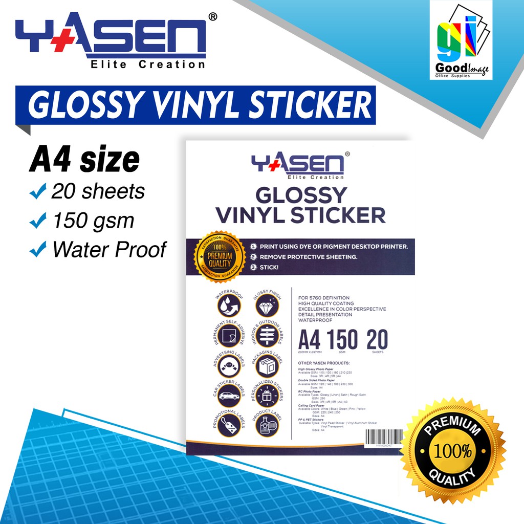 Yasen Glossy Vinyl Sticker A4 | Shopee Philippines