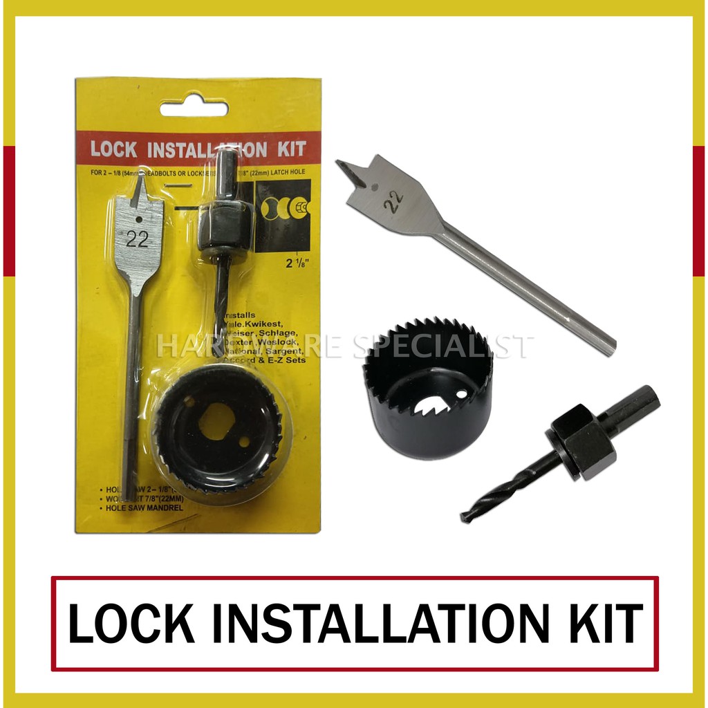 Lock Installation Kit 3 pcs (Hole Saw, Wood Bit, Hole Saw Mandrel ...