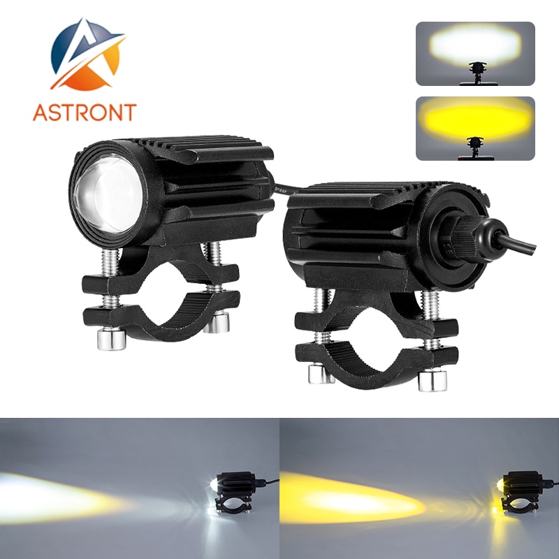 Mini Driving Lights Motorcycle LED Spotlight Headlight Bi-color LED ...