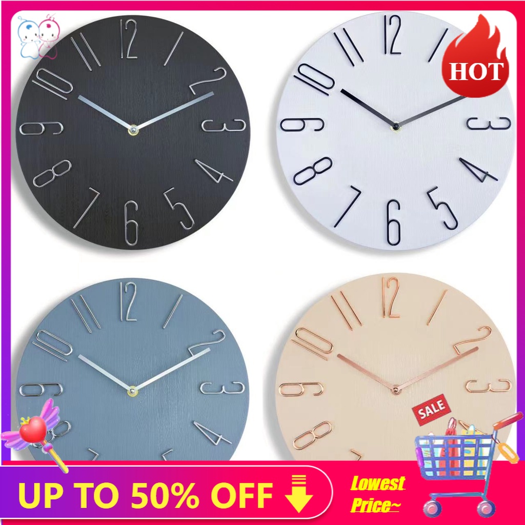 ⭐Sleek Silent Wall Clock Embossed Numbers Easy Read Minimalist Analog ...