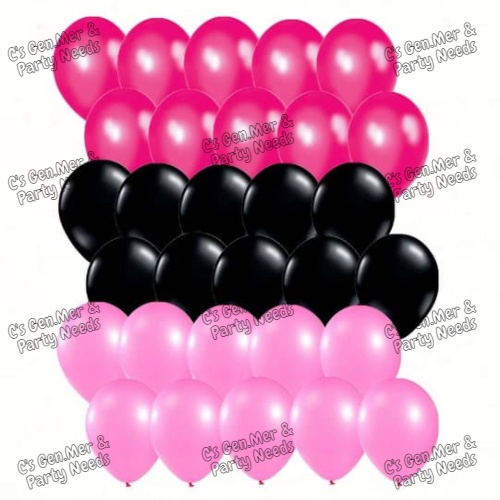 30pcs. 10" Tri Color Balloons - 10pcs. Dark Pink , Light Pink and Black ...