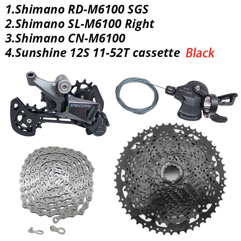 Shimano Deore M6100 1x12 Speed Groupset Shift Lever Chain Rear Derailleurs Clutch Sunshine ...
