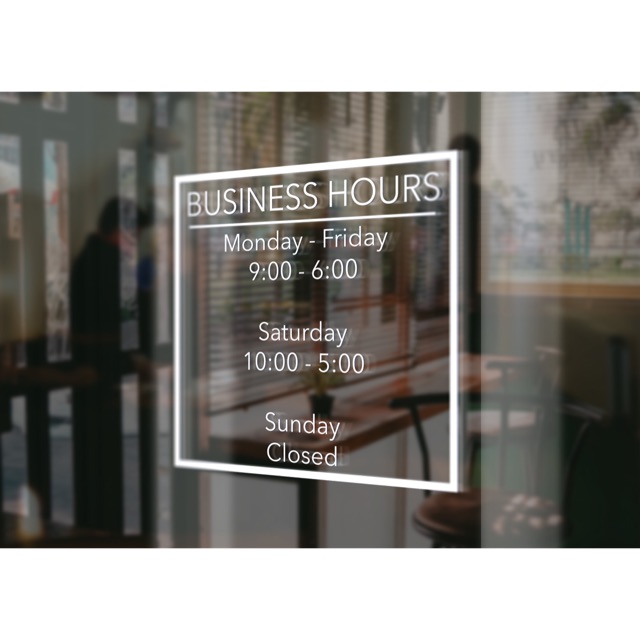 Business Hours Decals | Customized | Personalized | Decal vinyl Sticker ...