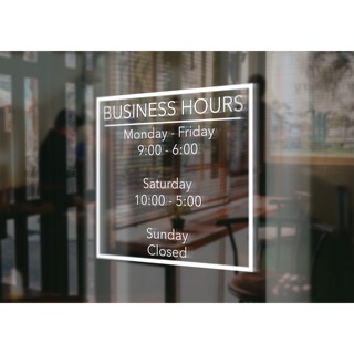 Business Hours Decals | Customized | Personalized | Decal vinyl Sticker ...