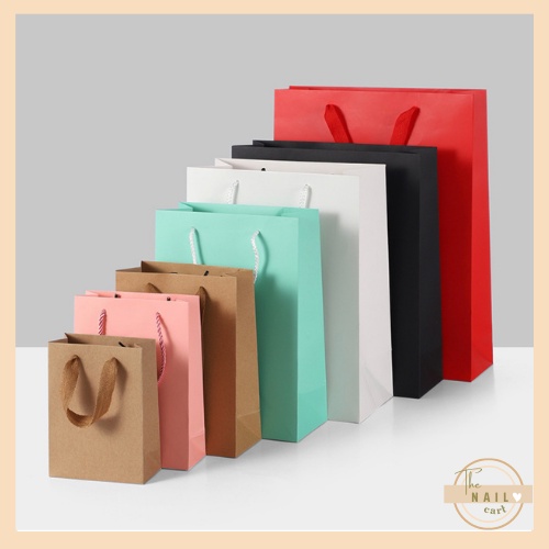 1pc Colored Paper Bag with Handle Kraft Paper Plain Handbag Birthday ...