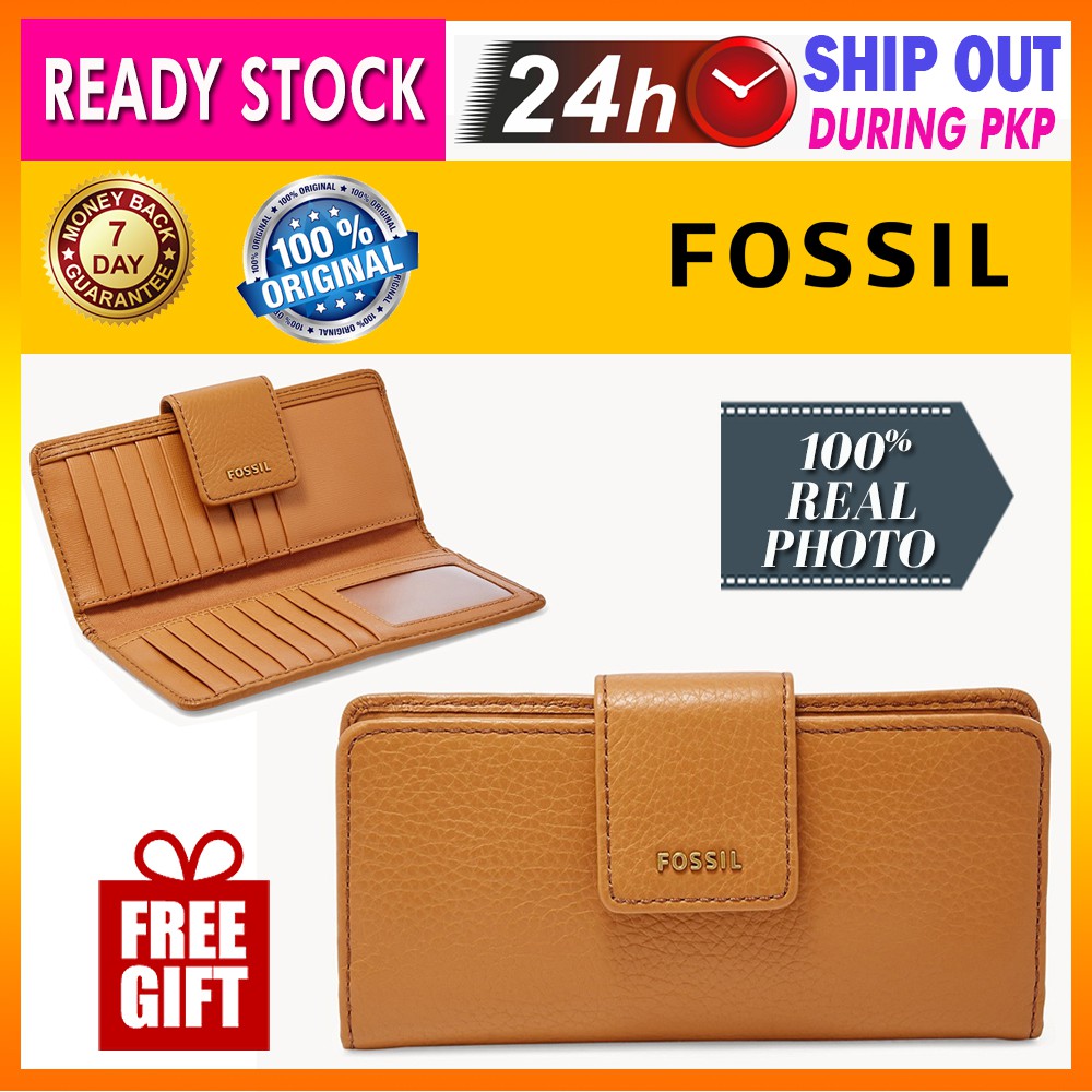 NWT*AUTHENTIC FOSSIL LEATHER MADISON CLUTCH LONG PURSE LEATHER WALLET ...