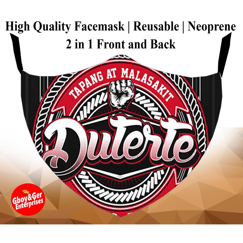 Duterte Facemask Neoprene 2 in 1 use high quality | Shopee Philippines