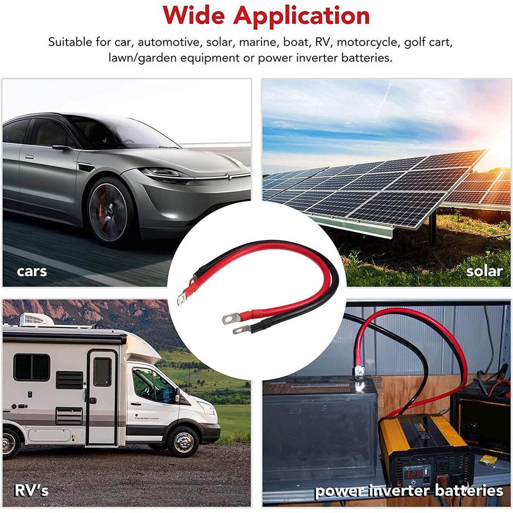 1Gauge 2Gauge Lug Wiring UPS Battery Cable Red and Black Positive ...