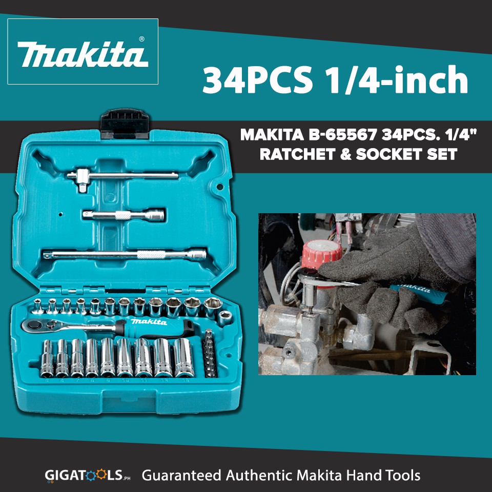 Makita B-65567 - 34pcs. 1/4" Ratchet & Socket Set | Shopee Philippines