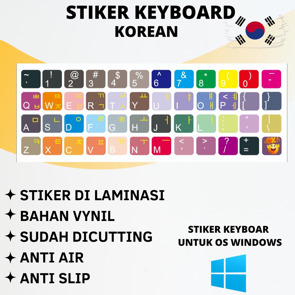 Korean Keyboard Sticker Waterproof korean Alphabet Letter Sticker For ...