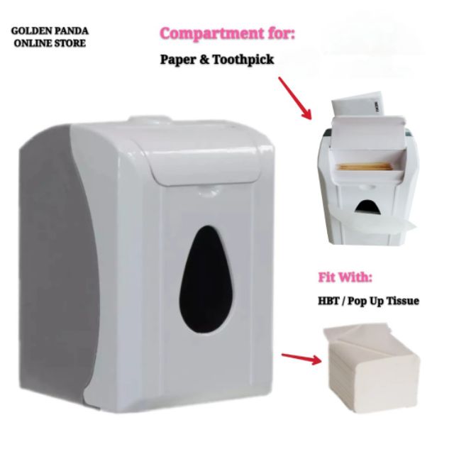Table Tissue/ HBT/ Pop Up Tissue Dispenser with Toothpick Bill Paper ...